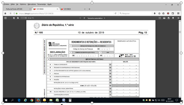 IRC/IRS – Nova Declaração Modelo 10 - Apcmc